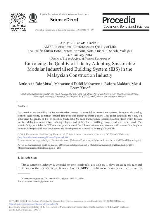 (PDF) Enhancing the Quality of Life by Adopting Sustainable Modular ...
