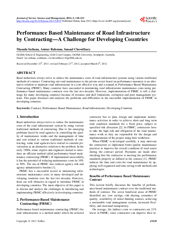 (PDF) Performance Based Maintenance of Road Infrastructure by ...