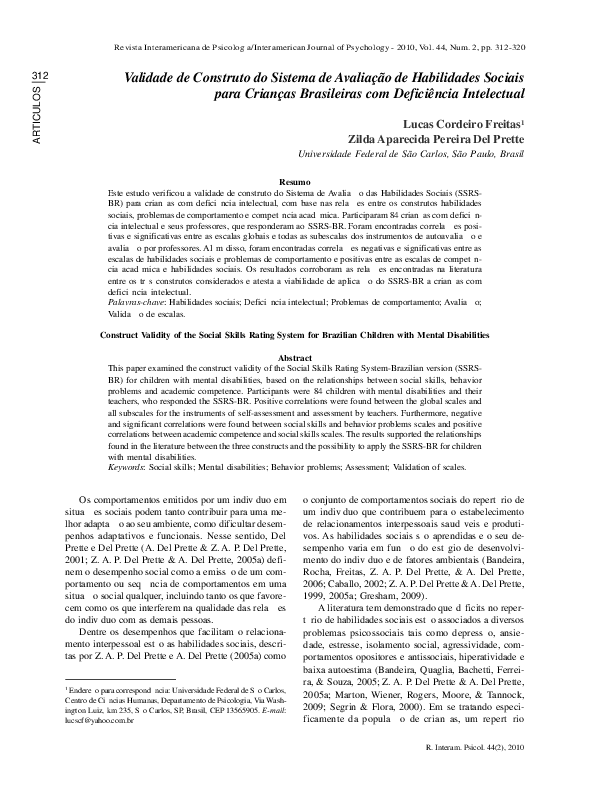 (PDF) Validade de construto do sistema de avaliação de habilidades ...