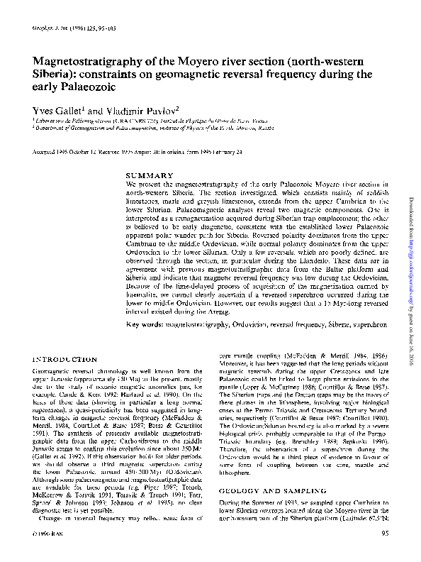 (PDF) Magnetostratigraphy of the Moyero River Section (North-Western ...