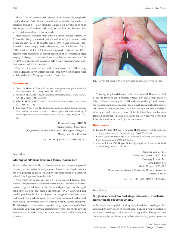 (PDF) Interdigital pilonidal sinus in a female hairdresser