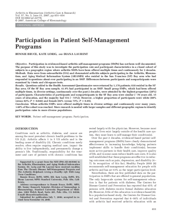 (PDF) Participation in patient self-management programs