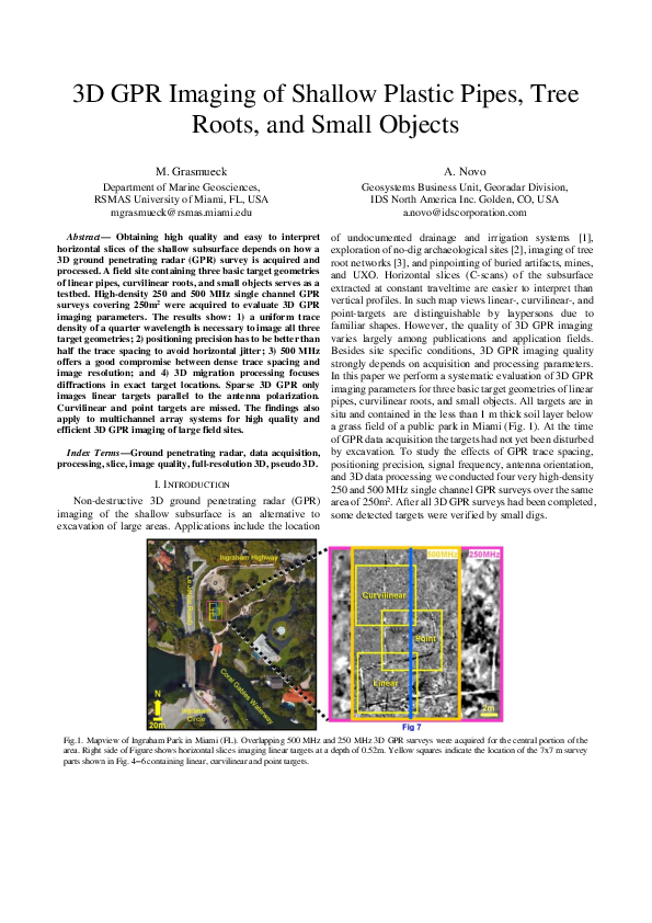Pdf 3d Gpr Imaging Of Shallow Plastic Pipes Tree Roots And Small Objects