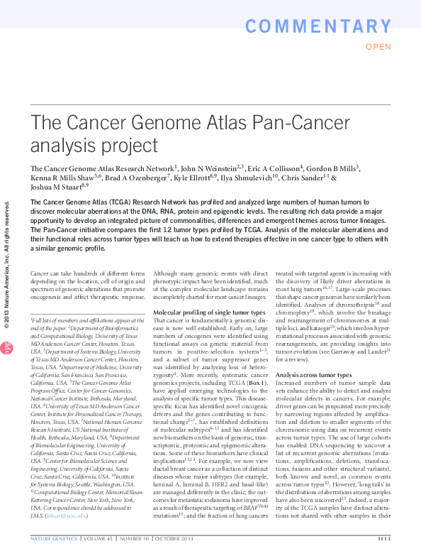 (PDF) The Cancer Genome Atlas Pan-Cancer analysis project