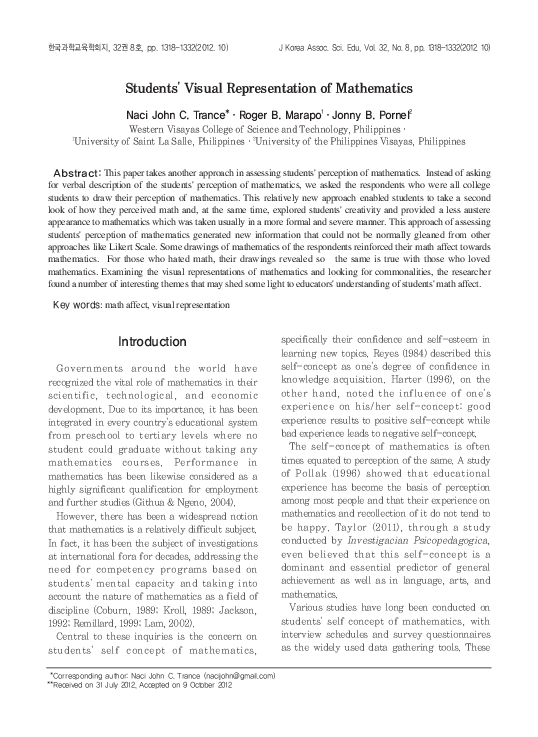 (PDF) Students' Visual Representation of Mathematics
