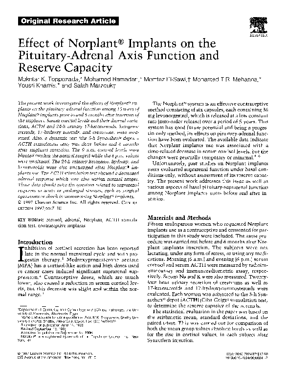 (PDF) Effect of Norplant® implants on the pituitary-adrenal axis ...