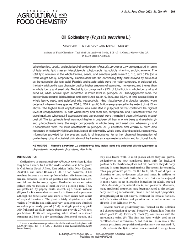 (PDF) Oil Goldenberry ( Physalis peruviana L.)