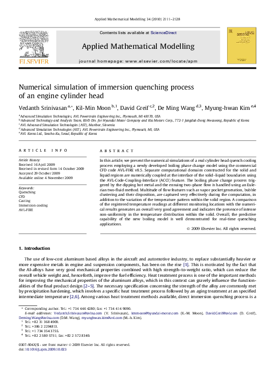 (PDF) Numerical simulation of immersion quenching process of an engine ...