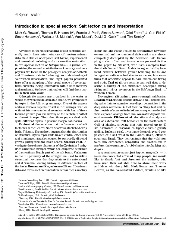 (PDF) Introduction to special section: Salt tectonics and interpretation