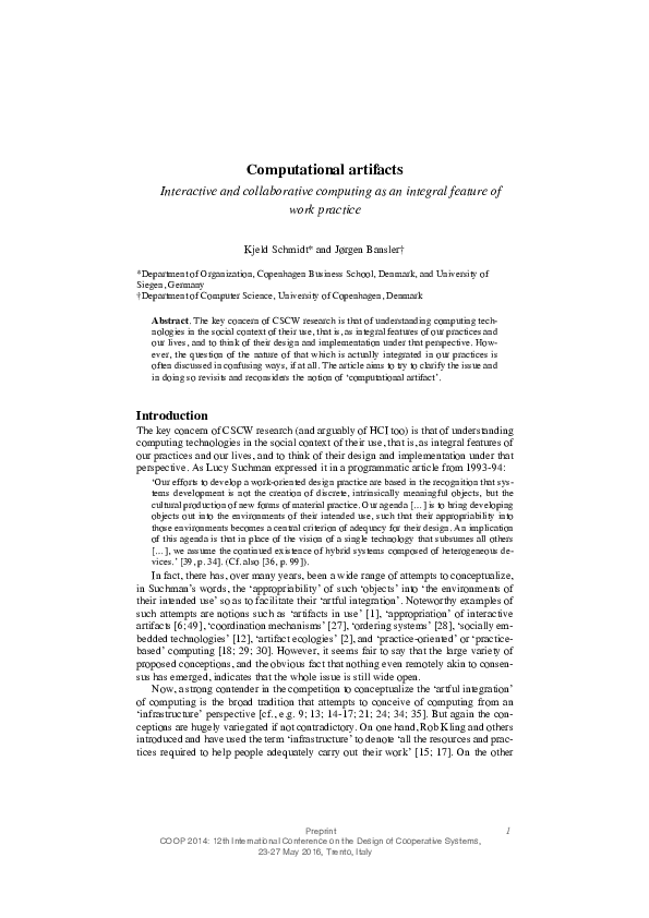 Pdf Computational Artifacts Interactive And Collaborative Computing