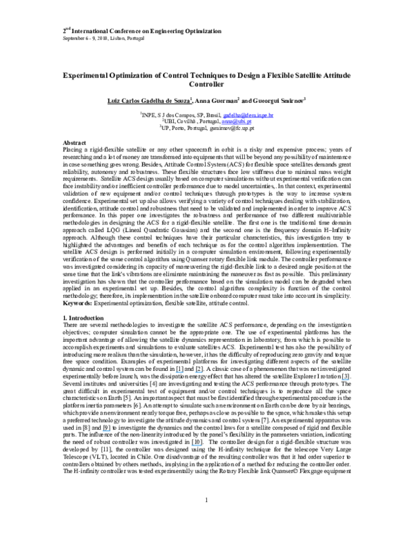 Pdf Experimental Optimization Of Control Techniques To Design A