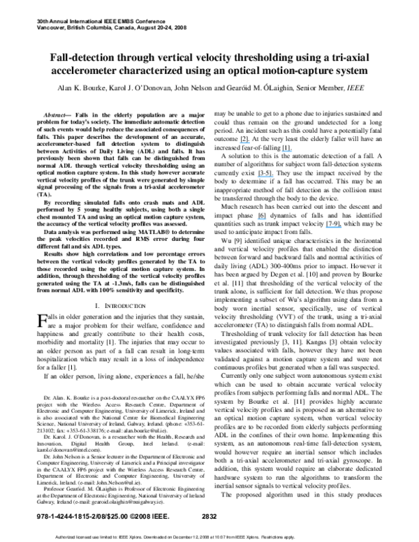 (PDF) Fall-detection through vertical velocity thresholding using a tri-axial accelerometer ...
