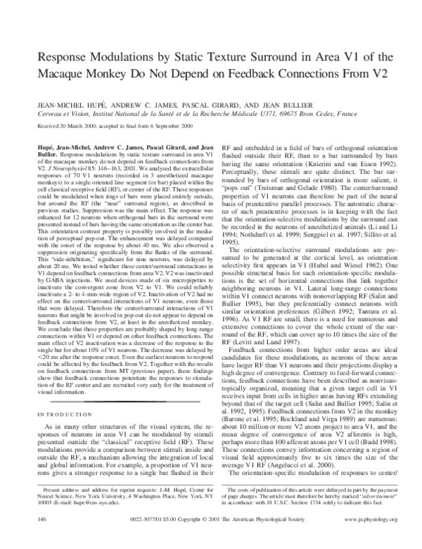 (PDF) Predictive Coding as a Model of Response Properties in Cortical Area V1 | Harriet Allen ...