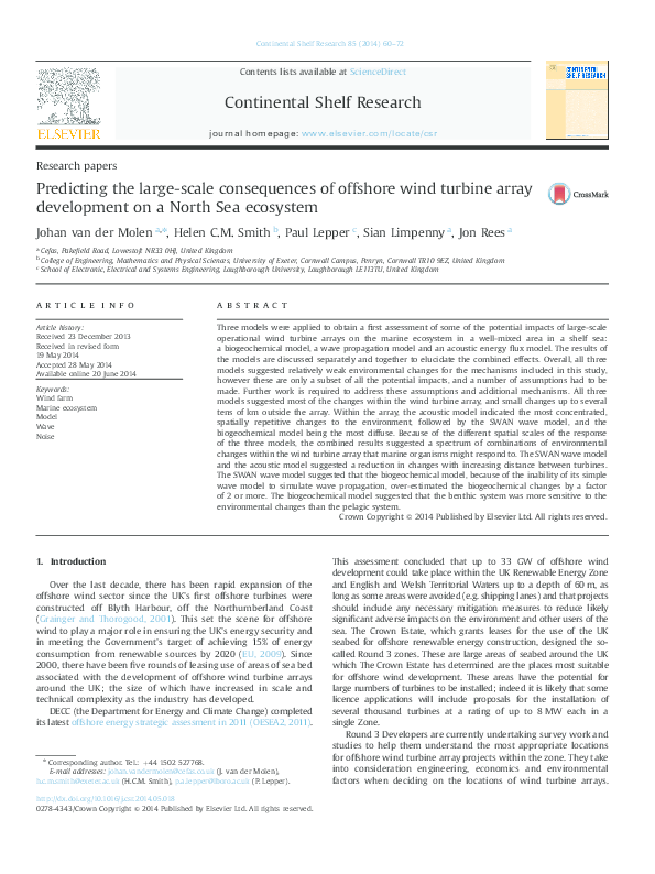 (PDF) Predicting the large-scale consequences of offshore wind turbine ...