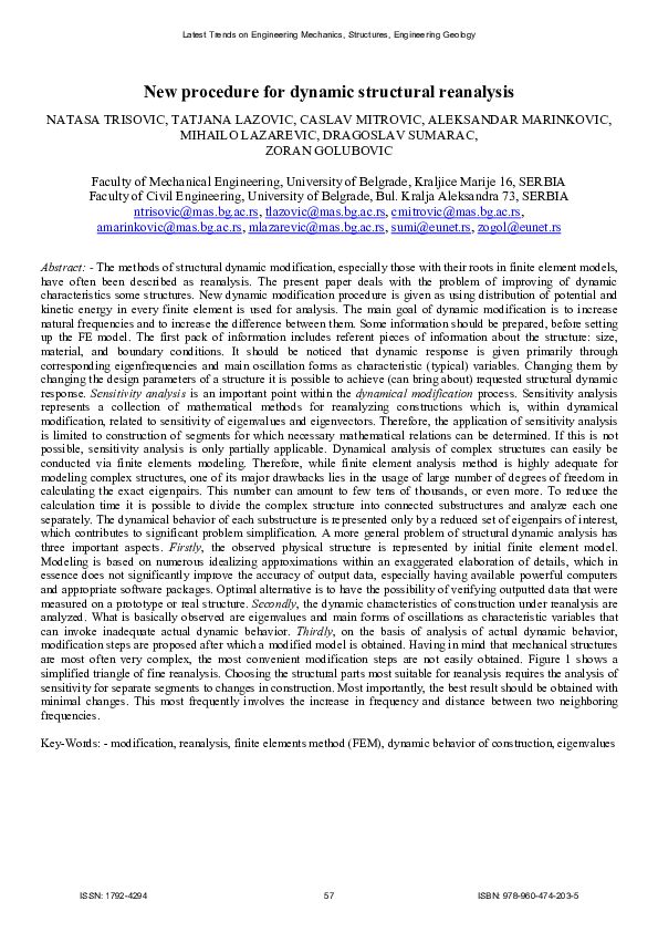 (PDF) New procedure for dynamic structural reanalysis