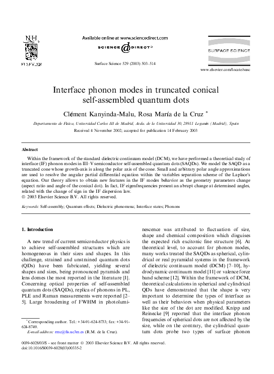 (PDF) Interface phonon modes in truncated conical self-assembled ...