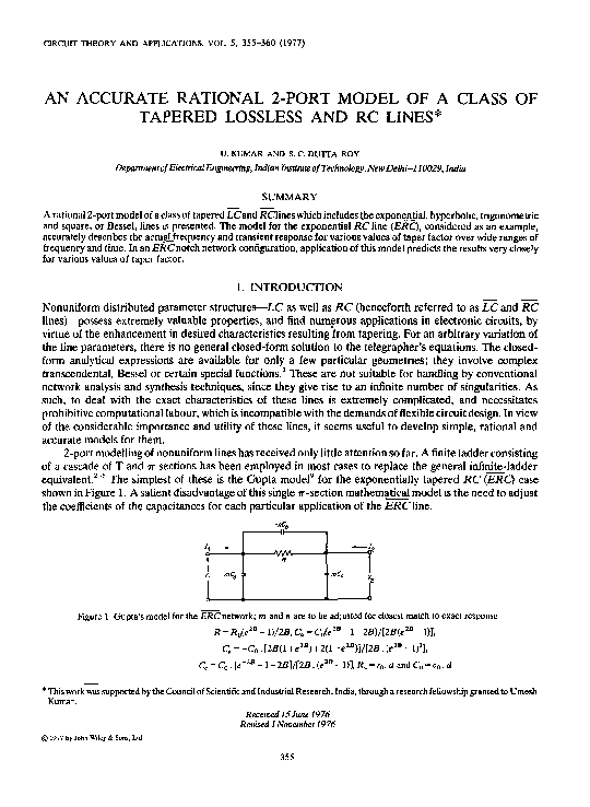 (PDF) An accurate rational 2-port model of a class of tapered lossless ...