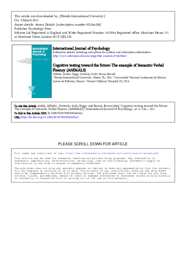 Pdf Cognitive Testing Toward The Future The Example Of Semantic