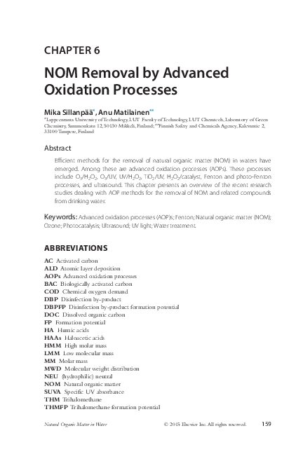 (PDF) NOM Removal by Advanced Oxidation Processes