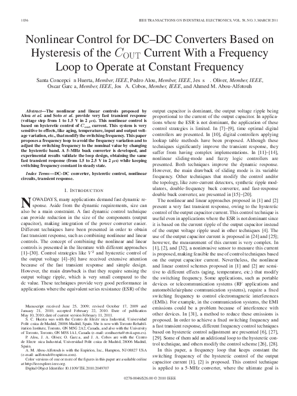 (PDF) Nonlinear control for dc–dc converters based on hysteresis of the ...