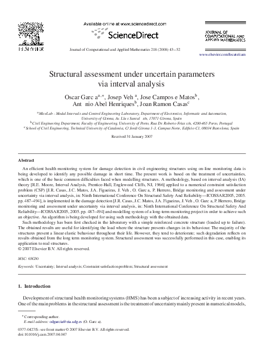 (PDF) Structural assessment under uncertain parameters via interval analysis