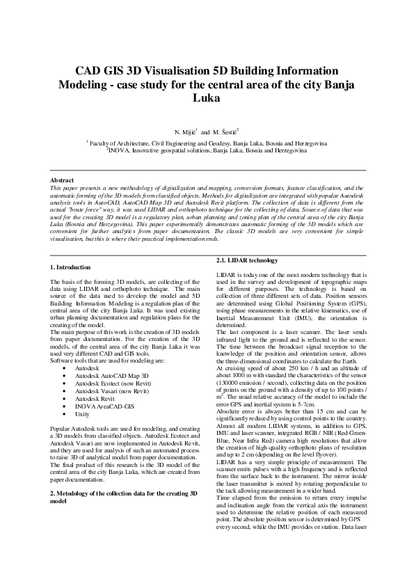 (PDF) CAD/GIS 3D Visualisation 5D Building Information Modeling - Case Study For The Central ...