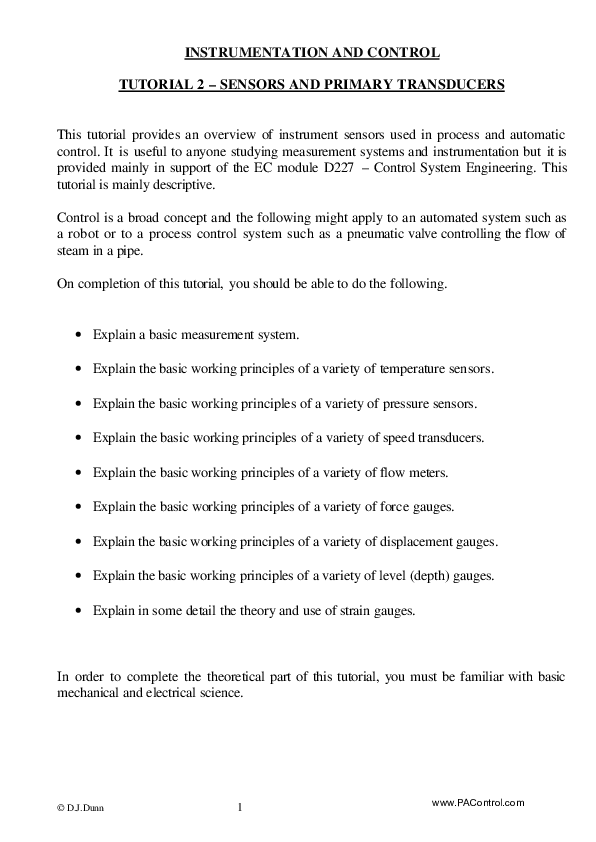 (PDF) INSTRUMENTATION AND CONTROL