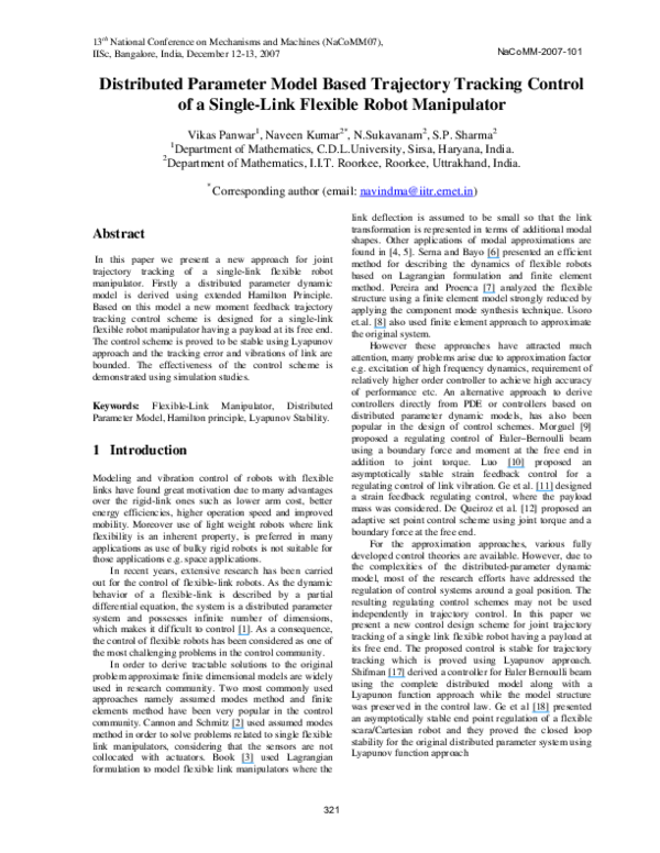 (PDF) Distributed Parameter Model Based Trajectory Tracking Control of a Single-Link Flexible ...