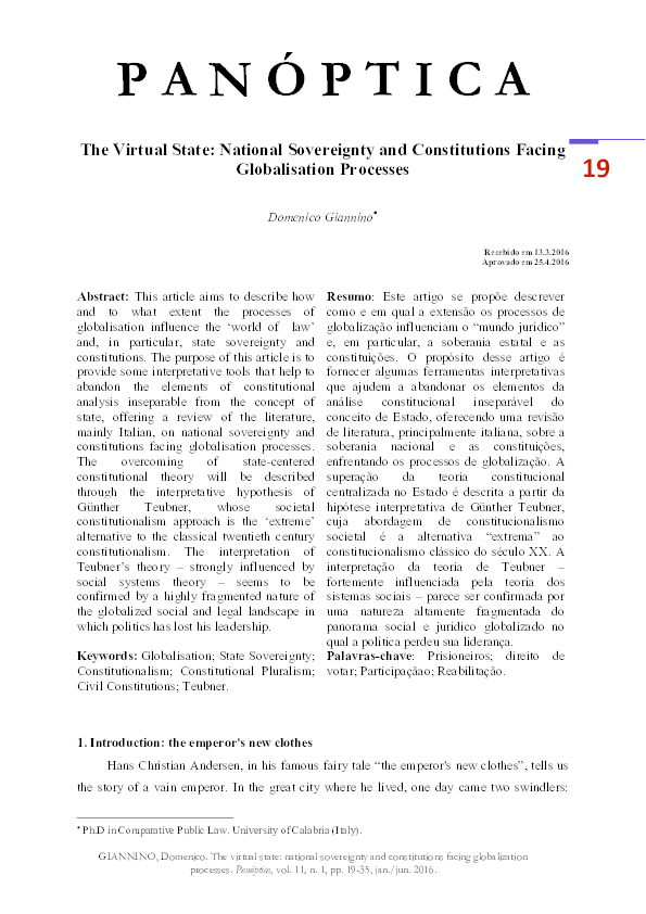 (PDF) The virtual state: national sovereignty and constitutions facing ...