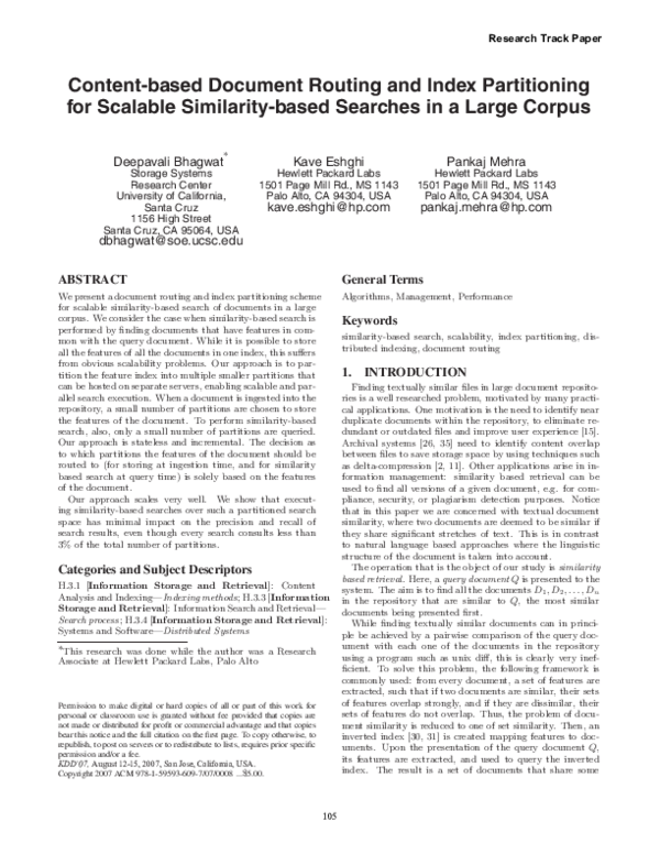 (PDF) Content-based document routing and index partitioning for scalable similarity-based ...