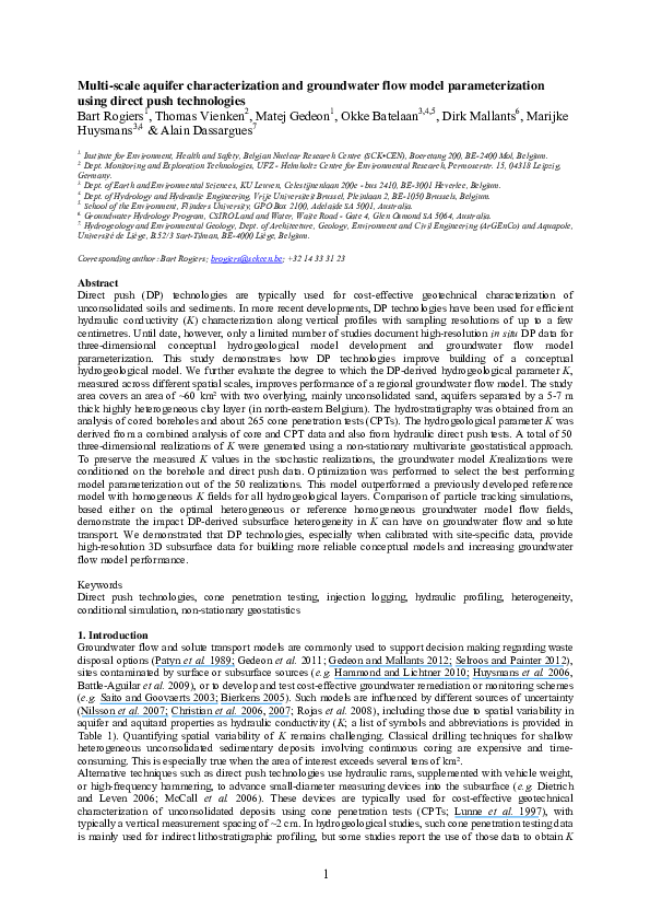 Pdf Multi Scale Aquifer Characterization And Groundwater Flow Model Parameterization Using