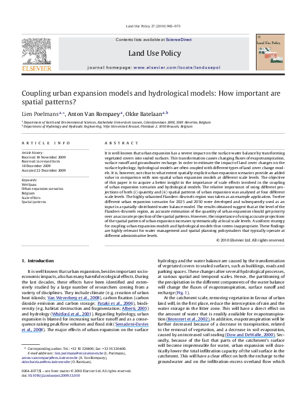 (PDF) Coupling urban expansion models and hydrological models: How ...
