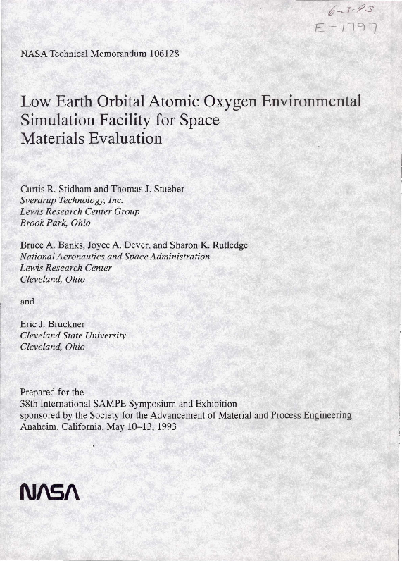 (PDF) Low Earth orbital atomic oxygen environmental simulation facility ...