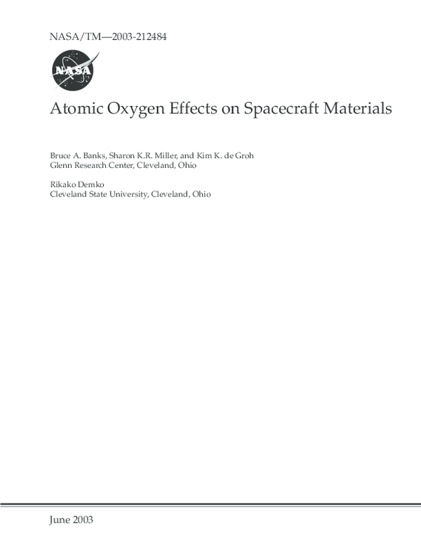 (PDF) Atomic Oxygen Effects on Spacecraft Materials