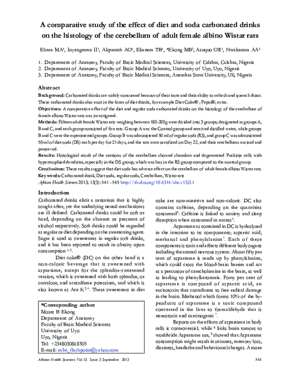 Pdf The Effect Of Diet Coke And Monosodium Glutamate On The