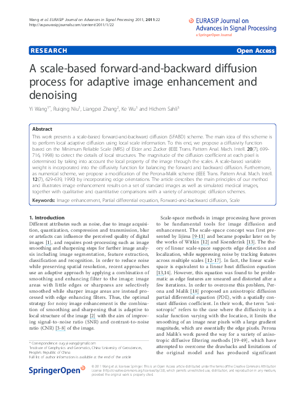 Pdf A Scale Based Forward And Backward Diffusion Process For Adaptive