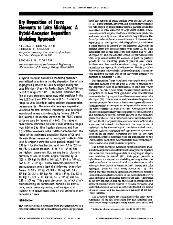 (PDF) Dry Deposition of Trace Elements to Lake Michigan: A Hybrid ...
