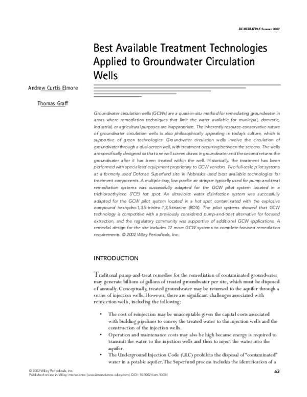 (PDF) Best available treatment technologies applied to groundwater ...