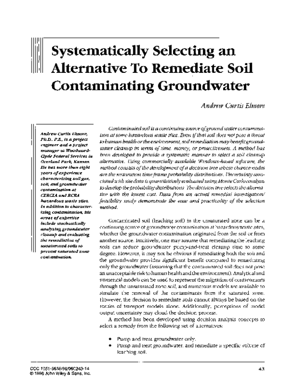 (PDF) Systematically Selecting an Alternative To Remediate Soil ...