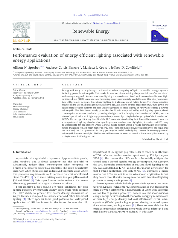 (PDF) Performance evaluation of energy efficient lighting associated ...