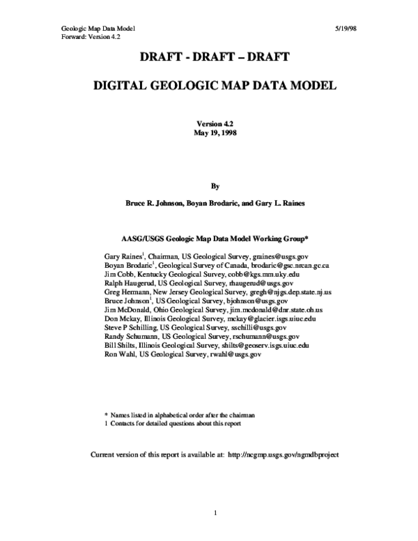 (PDF) Draft-Draft–Draft Digital Geologic Map Data Model