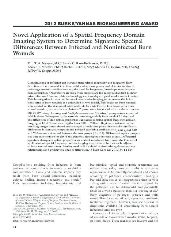 Pdf Novel Application Of A Spatial Frequency Domain Imaging System To Determine Signature