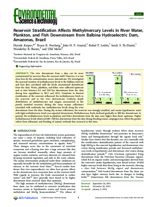 (PDF) Reservoir Stratification Affects Methylmercury Levels in River ...