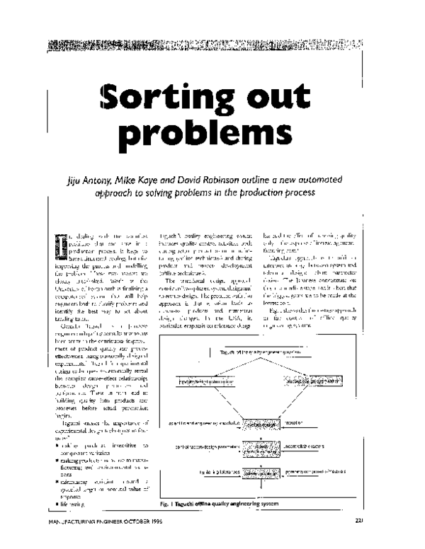 (PDF) Sorting out problems