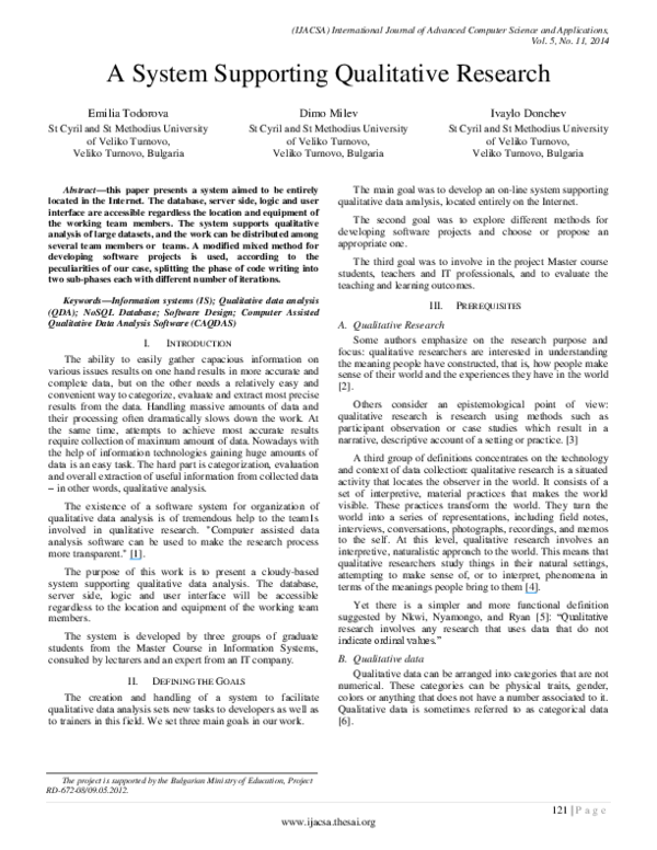 (PDF) A System Supporting Qualitative Research