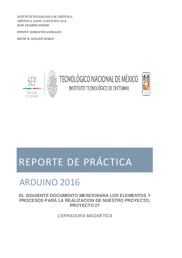 (PDF) REPORTE DE PRÁCTICA ARDUINO 2016