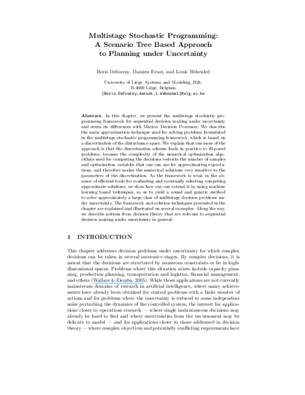 Pdf Multistage Stochastic Programming A Scenario Tree Based Approach