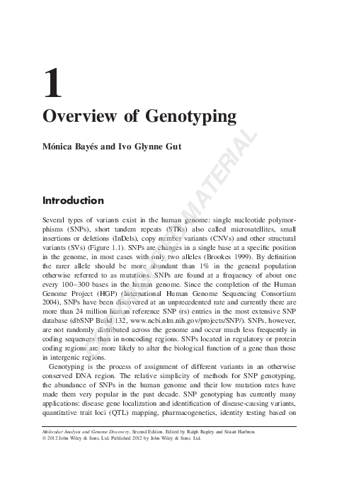 (PDF) Overview of Genotyping