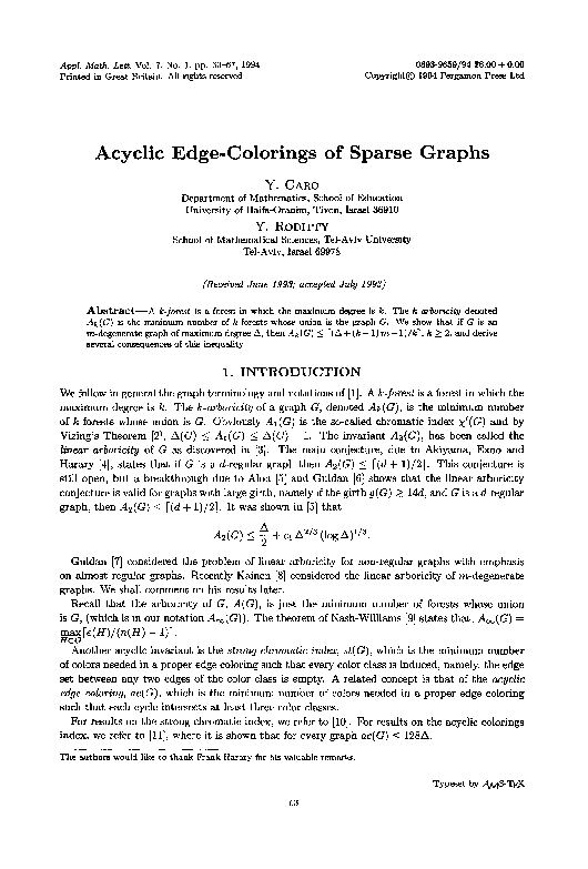 (PDF) Acyclic edge-colorings of sparse graphs