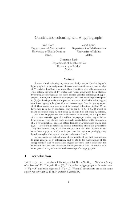 (PDF) Constrained colouring and $\ sigma $-hypergraphs